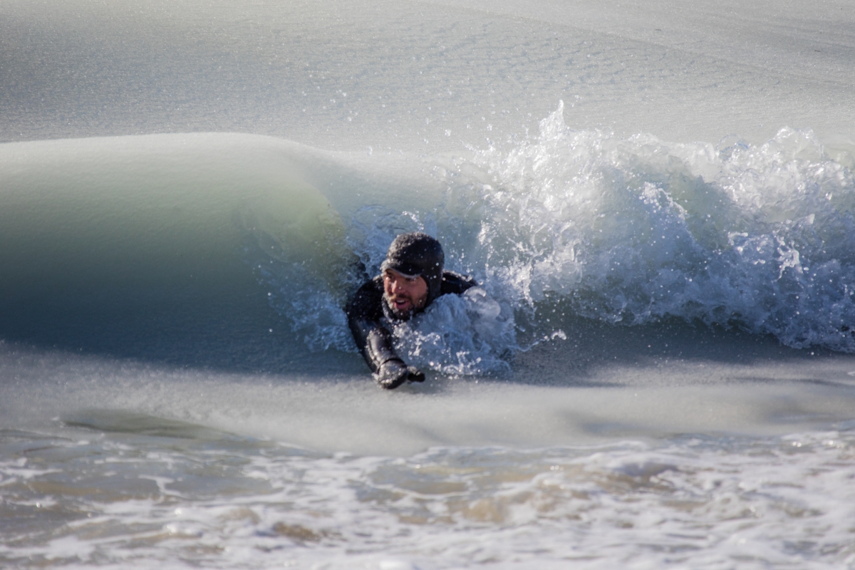 Surfing Frozen Slurpee Waves In The US Cold Snap Seabreeze Surfing Frozen Slurpee Waves In The US Cold Snap Seabreeze